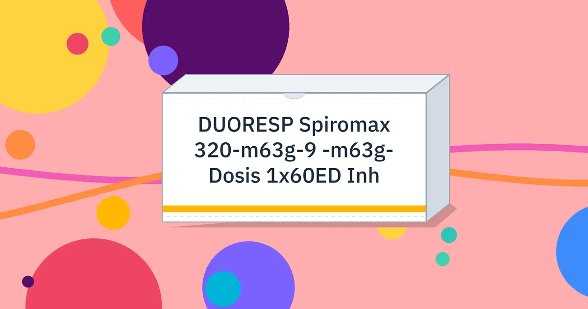 Symbolbild: Packung mit der Aufschrift DUORESP Spiromax 320-m63g-9 -m63g-Dosis 1x60ED Inh (PZN 16033361) – Verfügbarkeit und Bezug in Apotheken in Frankfurt am Main
