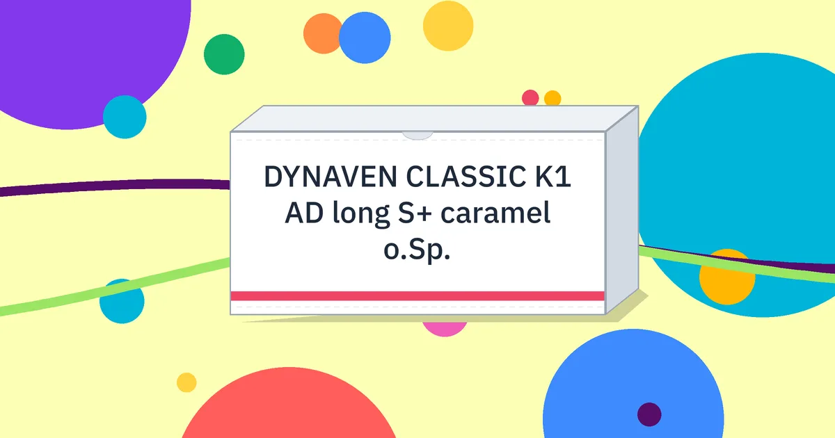Symbolbild: Packung mit der Aufschrift DYNAVEN CLASSIC K1 AD long S+ caramel o.Sp. (PZN 18414357) – Verfügbarkeit und Bezug in Apotheken in Frankfurt am Main