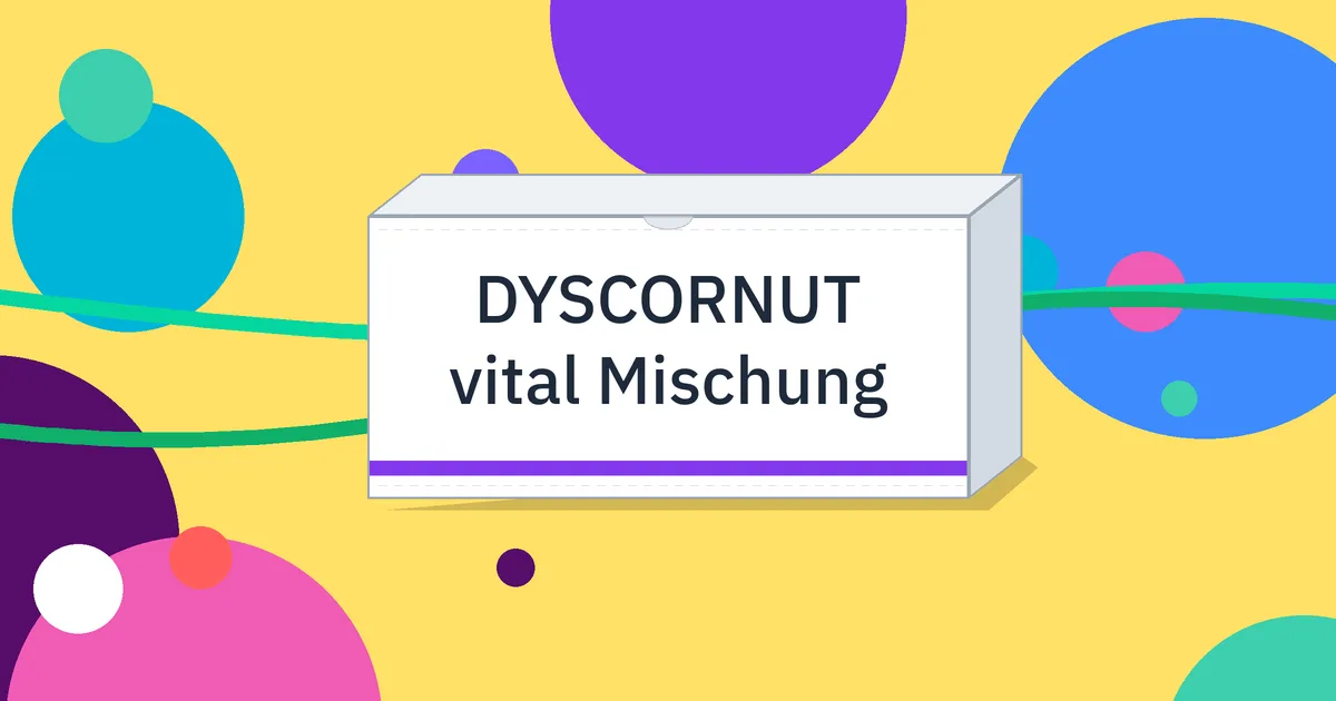Symbolbild: Packung mit der Aufschrift DYSCORNUT vital Mischung (PZN 03480466) – Verfügbarkeit und Bezug in Apotheken in Frankfurt am Main