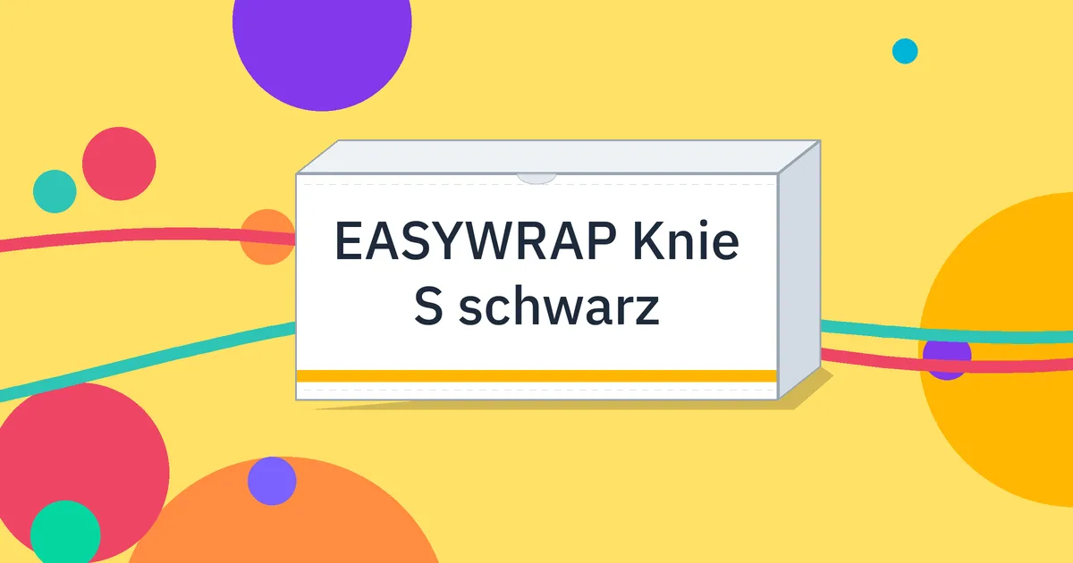 Symbolbild: Packung mit der Aufschrift EASYWRAP Knie S schwarz (PZN 18748986) – Verfügbarkeit und Bezug in Apotheken in Frankfurt am Main