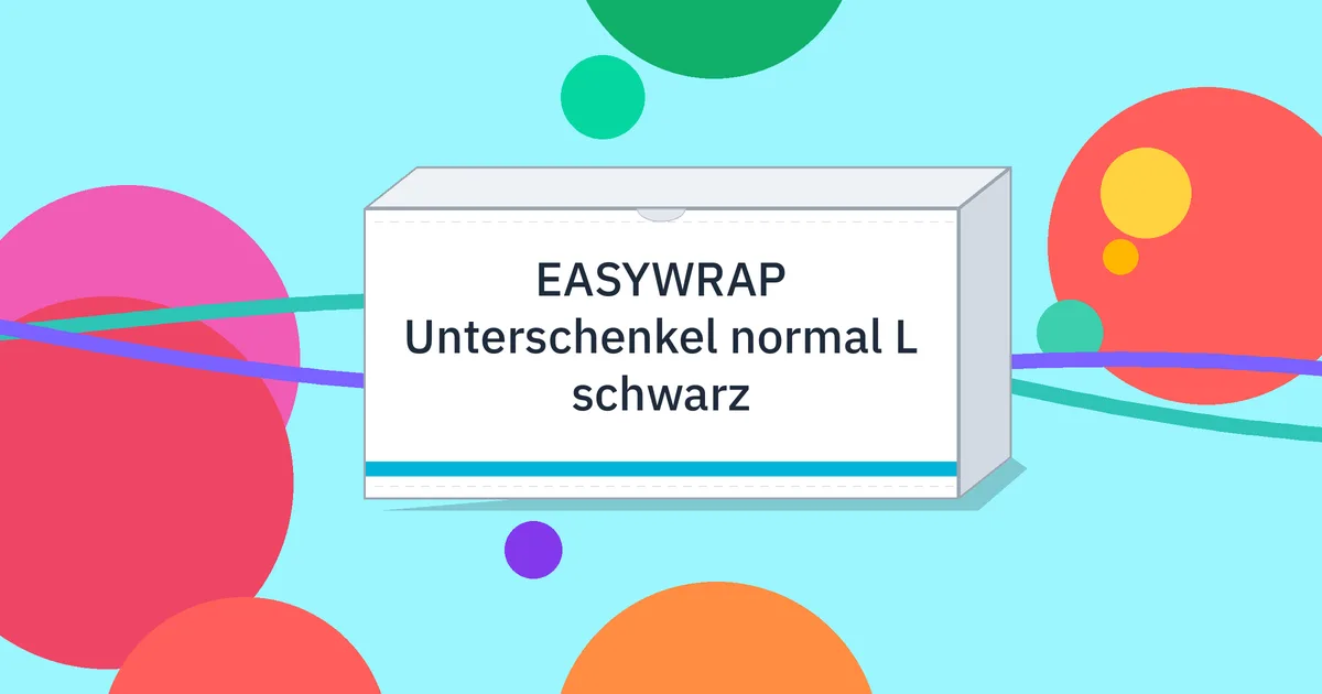 Symbolbild: Packung mit der Aufschrift EASYWRAP Unterschenkel normal L schwarz (PZN 18748176) – Verfügbarkeit und Bezug in Apotheken in Frankfurt am Main