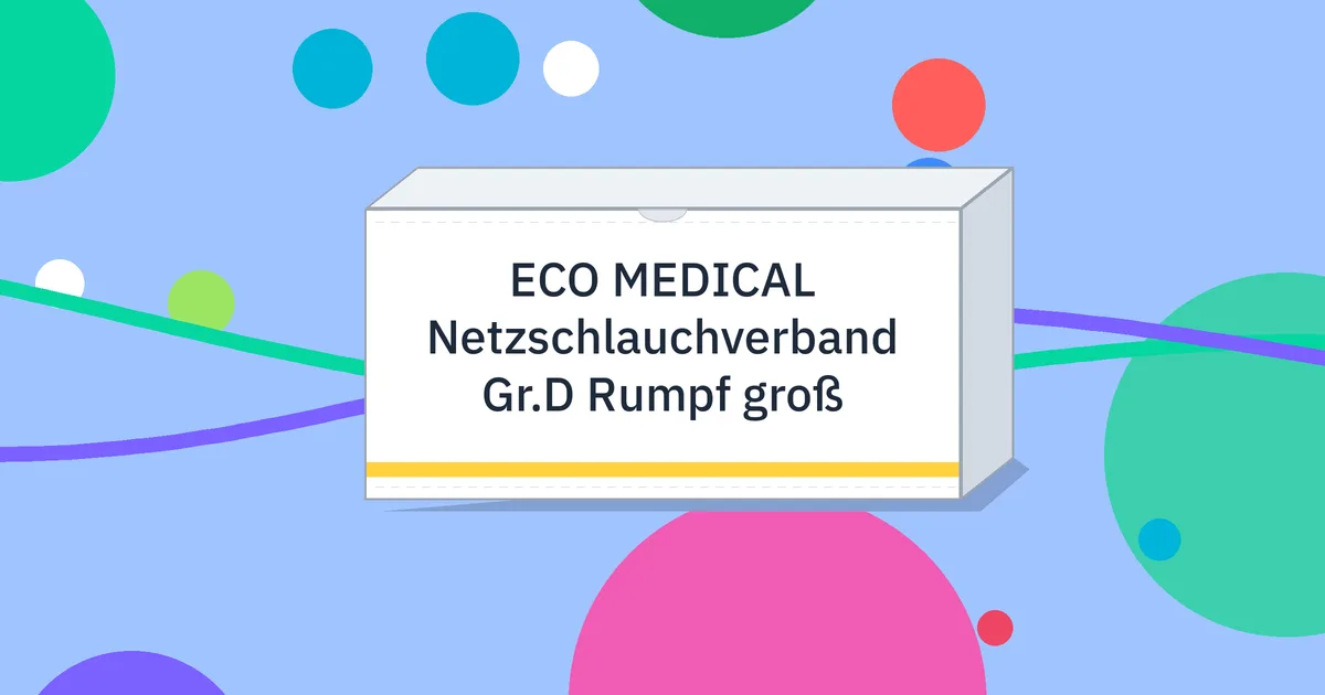 Symbolbild: Packung mit der Aufschrift ECO MEDICAL Netzschlauchverband Gr.D Rumpf groß (PZN 00729592) – Verfügbarkeit und Bezug in Apotheken in Frankfurt am Main