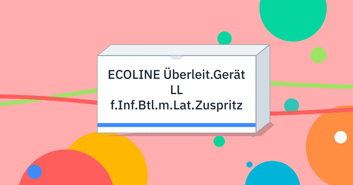 Symbolbild: Packung mit der Aufschrift ECOLINE Überleit.Gerät LL f.Inf.Btl.m.Lat.Zuspritz (PZN 08495834) – Verfügbarkeit und Bezug in Apotheken in Frankfurt am Main