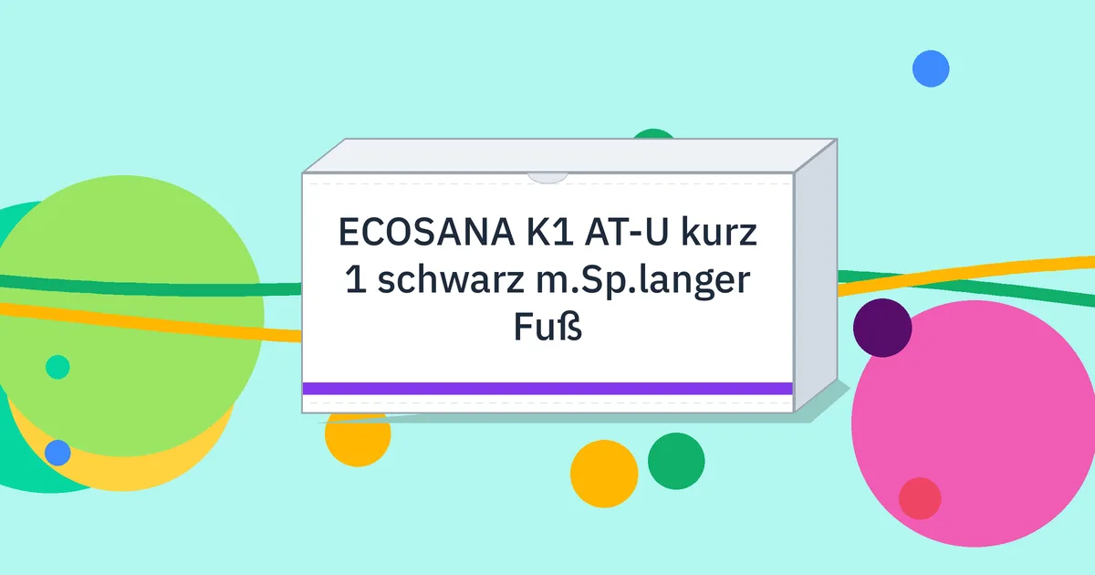Symbolbild: Packung mit der Aufschrift ECOSANA K1 AT-U kurz 1 schwarz m.Sp.langer Fuß (PZN 04732562) – Verfügbarkeit und Bezug in Apotheken in Frankfurt am Main
