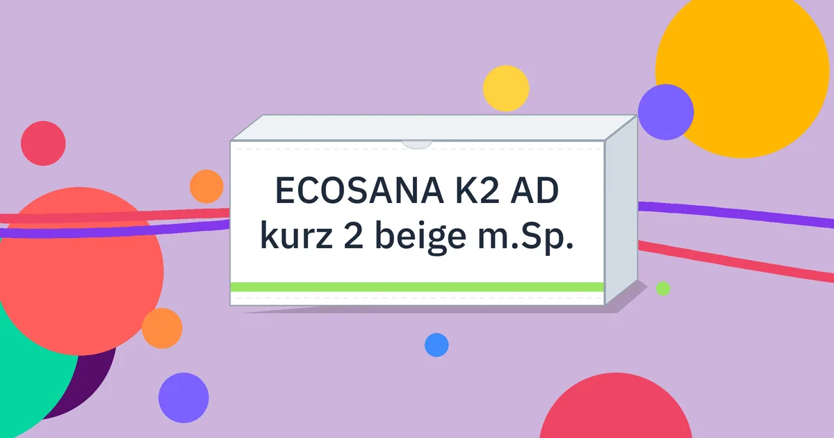 Symbolbild: Packung mit der Aufschrift ECOSANA K2 AD kurz 2 beige m.Sp. (PZN 01335145) – Verfügbarkeit und Bezug in Apotheken in Frankfurt am Main