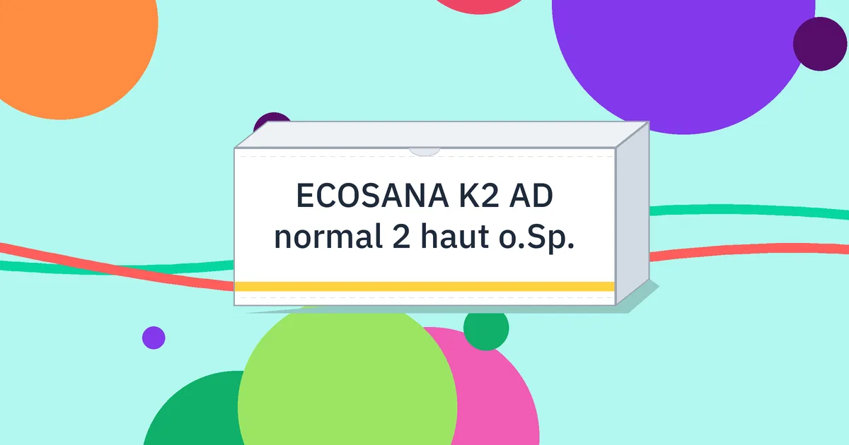 Symbolbild: Packung mit der Aufschrift ECOSANA K2 AD normal 2 haut o.Sp. (PZN 01335346) – Verfügbarkeit und Bezug in Apotheken in Frankfurt am Main