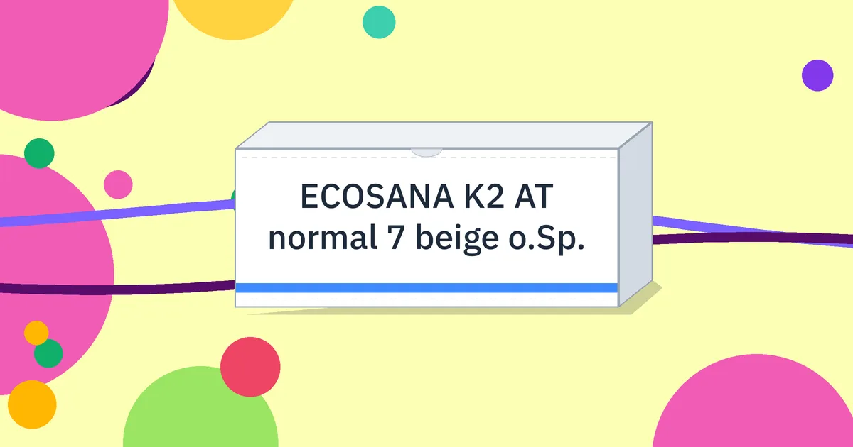 Symbolbild: Packung mit der Aufschrift ECOSANA K2 AT normal 7 beige o.Sp. (PZN 01566198) – Verfügbarkeit und Bezug in Apotheken in Frankfurt am Main