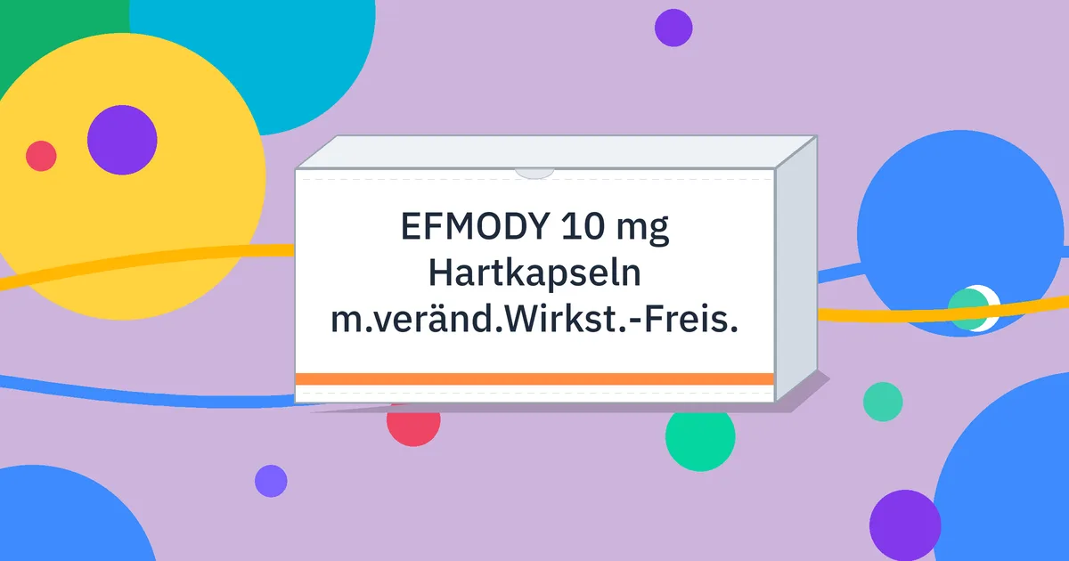 Symbolbild: Packung mit der Aufschrift EFMODY 10 mg Hartkapseln m.veränd.Wirkst.-Freis. (PZN 17396278) – Verfügbarkeit und Bezug in Apotheken in Frankfurt am Main