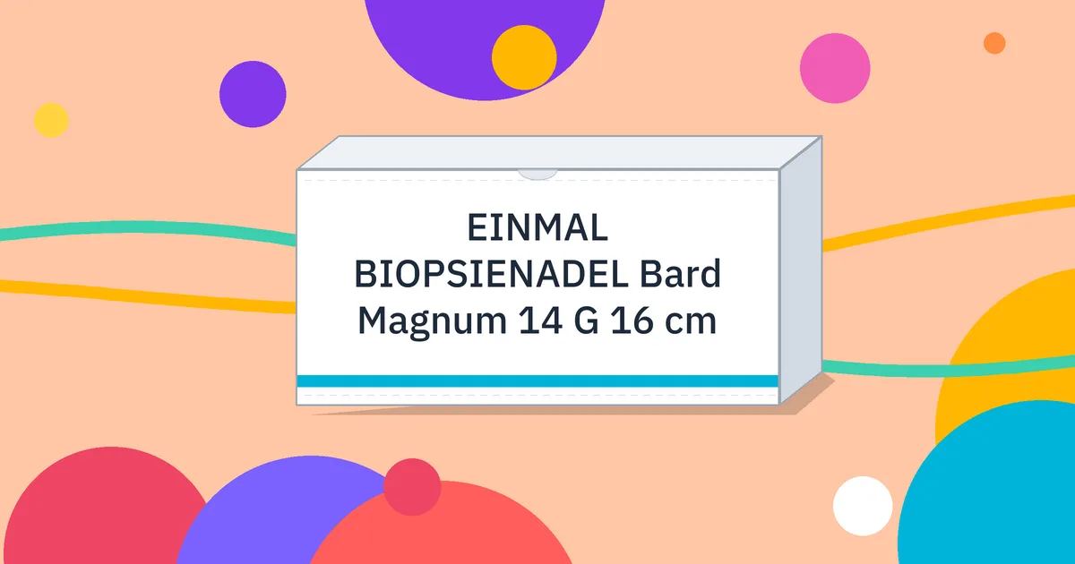 Symbolbild: Packung mit der Aufschrift EINMAL BIOPSIENADEL Bard Magnum 14 G 16 cm (PZN 16617748) – Verfügbarkeit und Bezug in Apotheken in Frankfurt am Main