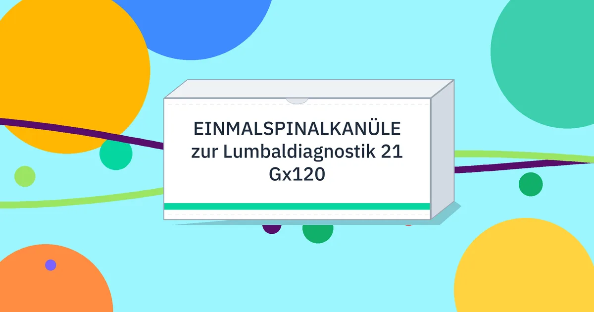 Symbolbild: Packung mit der Aufschrift EINMALSPINALKANÜLE zur Lumbaldiagnostik 21 Gx120 (PZN 04257285) – Verfügbarkeit und Bezug in Apotheken in Frankfurt am Main