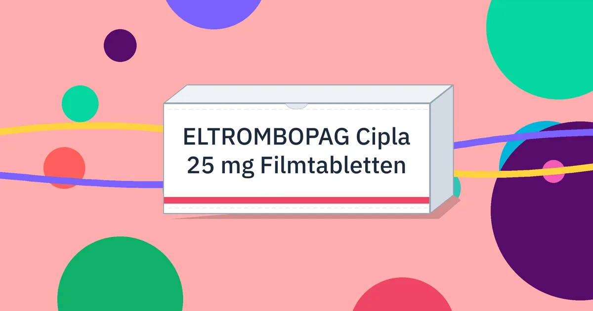 Symbolbild: Packung mit der Aufschrift ELTROMBOPAG Cipla 25 mg Filmtabletten (PZN 20002337) – Verfügbarkeit und Bezug in Apotheken in Frankfurt am Main