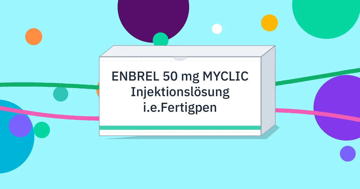 Symbolbild: Packung mit der Aufschrift ENBREL 50 mg MYCLIC Injektionslösung i.e.Fertigpen (PZN 10786243) – Verfügbarkeit und Bezug in Apotheken in Frankfurt am Main