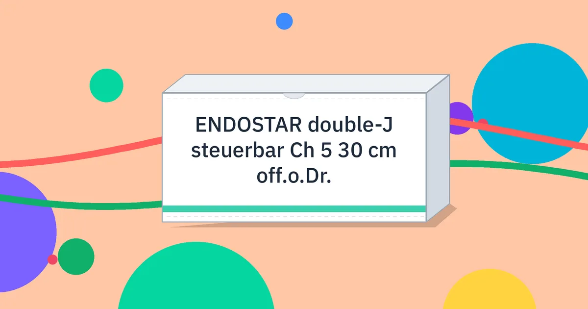 Symbolbild: Packung mit der Aufschrift ENDOSTAR double-J steuerbar Ch 5 30 cm off.o.Dr. (PZN 00439428) – Verfügbarkeit und Bezug in Apotheken in Frankfurt am Main