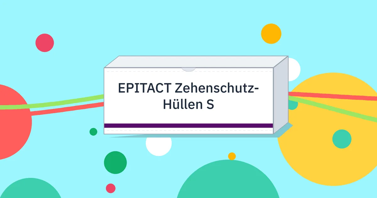 Symbolbild: Packung mit der Aufschrift EPITACT Zehenschutz-Hüllen S (PZN 14290378) – Verfügbarkeit und Bezug in Apotheken in Frankfurt am Main
