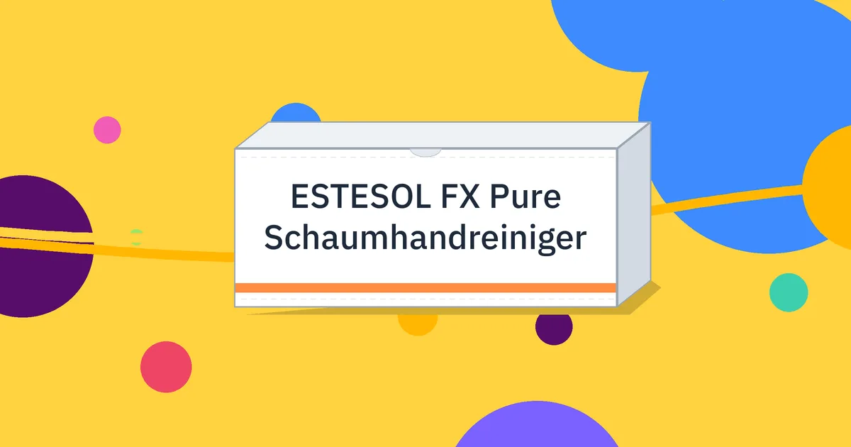 Symbolbild: Packung mit der Aufschrift ESTESOL FX Pure Schaumhandreiniger (PZN 15576450) – Verfügbarkeit und Bezug in Apotheken in Frankfurt am Main