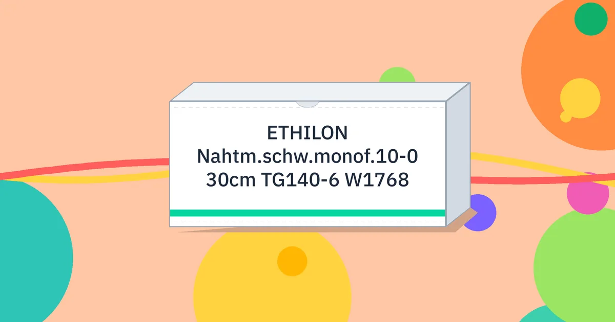 Symbolbild: Packung mit der Aufschrift ETHILON Nahtm.schw.monof.10-0 30cm TG140-6 W1768 (PZN 16777676) – Verfügbarkeit und Bezug in Apotheken in Frankfurt am Main