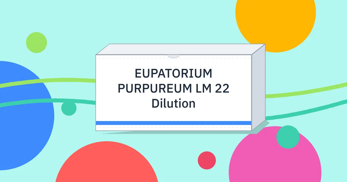 Symbolbild: Packung mit der Aufschrift EUPATORIUM PURPUREUM LM 22 Dilution (PZN 13481509) – Verfügbarkeit und Bezug in Apotheken in Frankfurt am Main