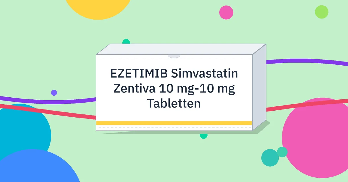 Symbolbild: Packung mit der Aufschrift EZETIMIB Simvastatin Zentiva 10 mg-10 mg Tabletten (PZN 14221087) – Verfügbarkeit und Bezug in Apotheken in Frankfurt am Main