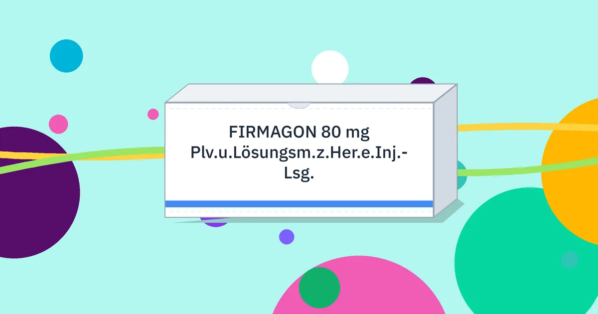 Symbolbild: Packung mit der Aufschrift FIRMAGON 80 mg Plv.u.Lösungsm.z.Her.e.Inj.-Lsg. (PZN 15587844) – Verfügbarkeit und Bezug in Apotheken in Frankfurt am Main