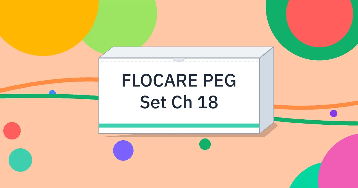 Symbolbild: Packung mit der Aufschrift FLOCARE PEG Set Ch 18 (PZN 11289825) – Verfügbarkeit und Bezug in Apotheken in Frankfurt am Main