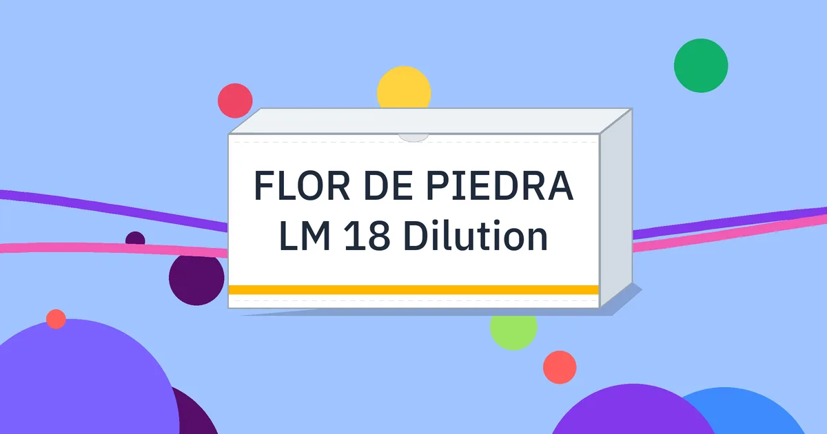 Symbolbild: Packung mit der Aufschrift FLOR DE PIEDRA LM 18 Dilution (PZN 13489356) – Verfügbarkeit und Bezug in Apotheken in Frankfurt am Main