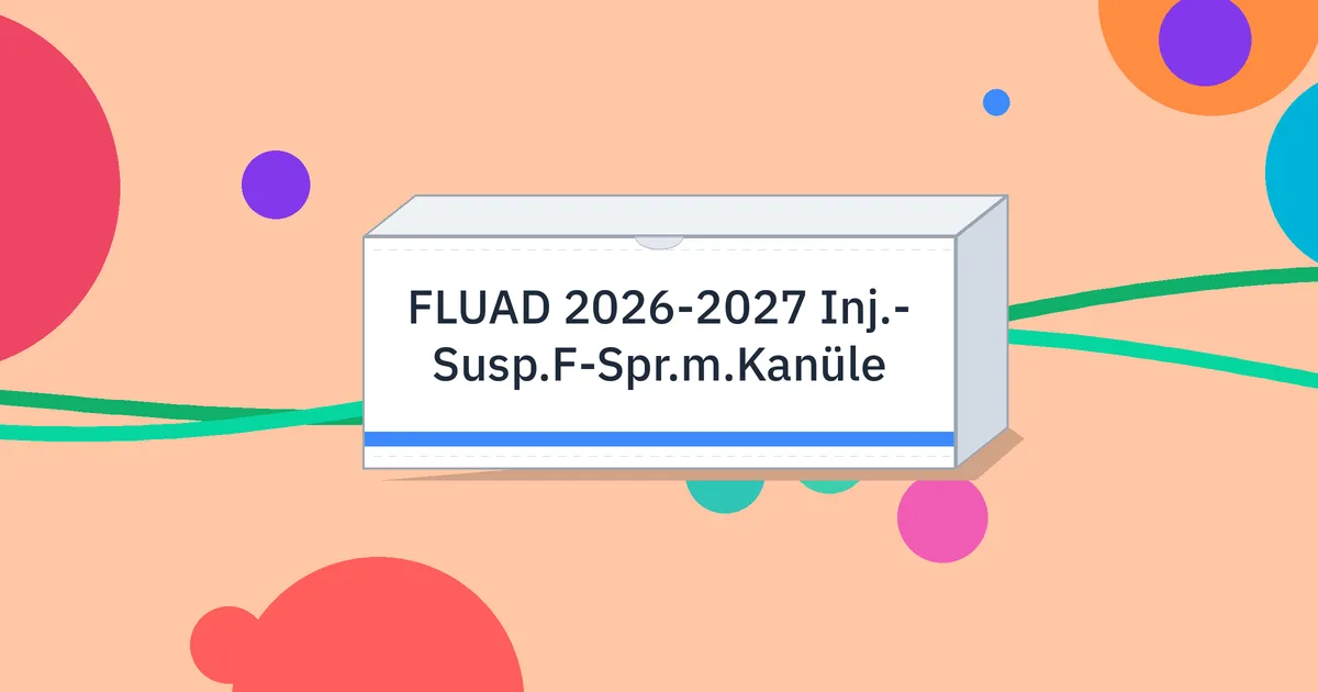 Symbolbild: Packung mit der Aufschrift FLUAD 2026-2027 Inj.-Susp.F-Spr.m.Kanüle (PZN 20166062) – Verfügbarkeit und Bezug in Apotheken in Frankfurt am Main