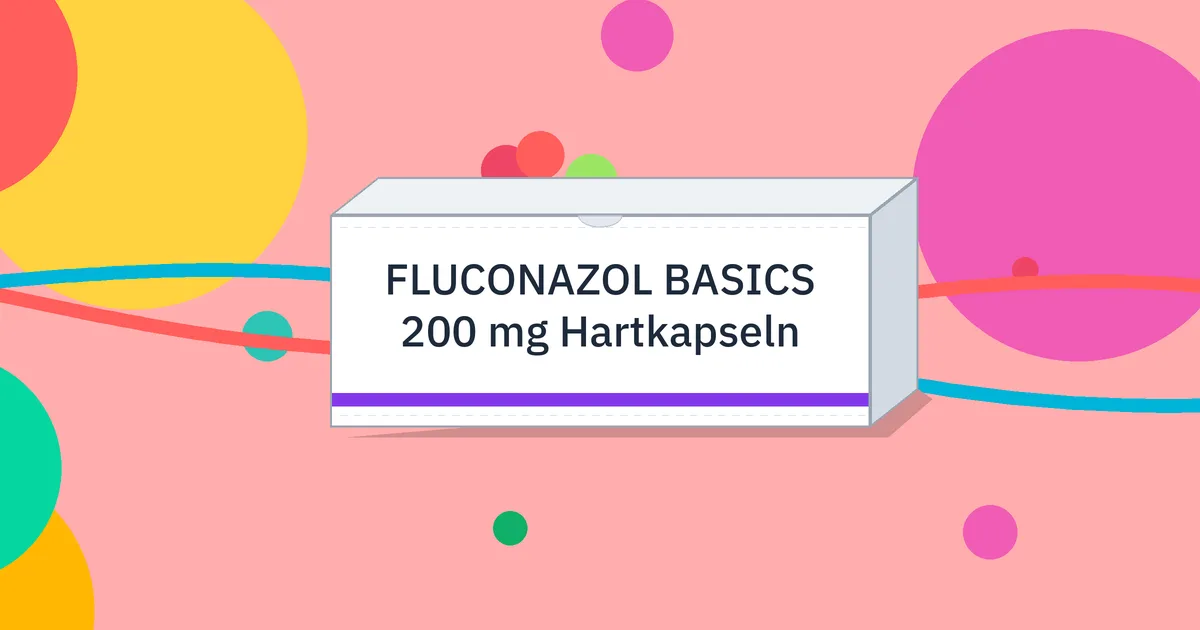 Symbolbild: Packung mit der Aufschrift FLUCONAZOL BASICS 200 mg Hartkapseln (PZN 05023388) – Verfügbarkeit und Bezug in Apotheken in Frankfurt am Main