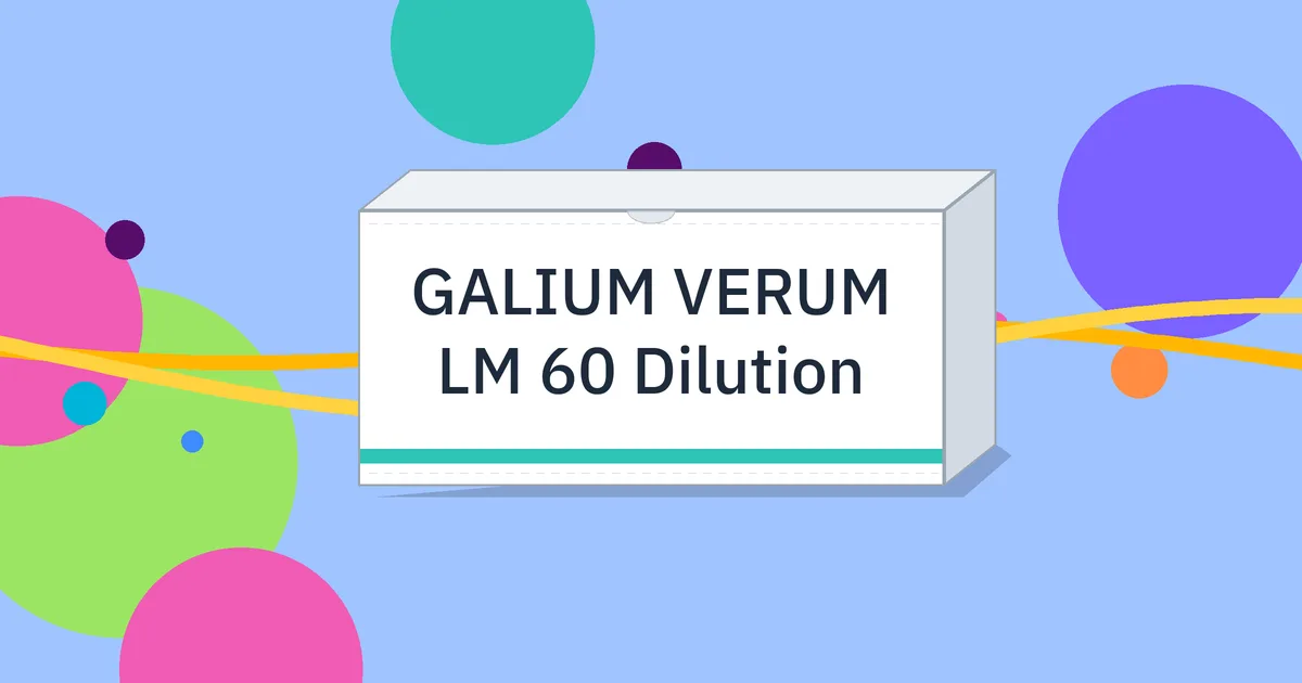 Symbolbild: Packung mit der Aufschrift GALIUM VERUM LM 60 Dilution (PZN 13497858) – Verfügbarkeit und Bezug in Apotheken in Frankfurt am Main