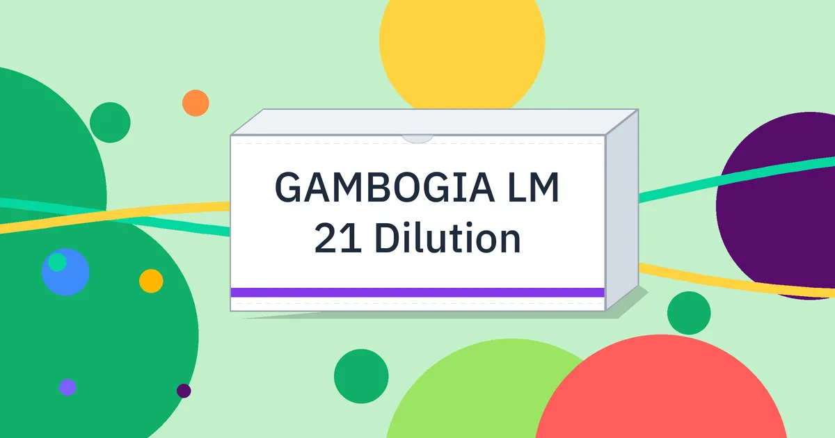 Symbolbild: Packung mit der Aufschrift GAMBOGIA LM 21 Dilution (PZN 13498639) – Verfügbarkeit und Bezug in Apotheken in Frankfurt am Main