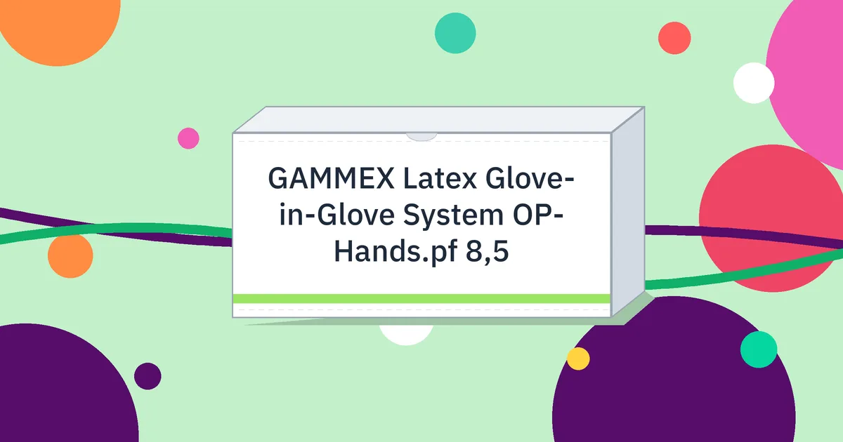 Symbolbild: Packung mit der Aufschrift GAMMEX Latex Glove-in-Glove System OP-Hands.pf 8,5 (PZN 18685493) – Verfügbarkeit und Bezug in Apotheken in Frankfurt am Main