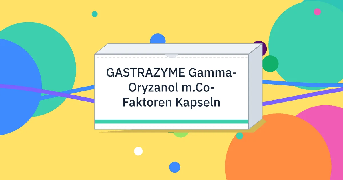 Symbolbild: Packung mit der Aufschrift GASTRAZYME Gamma-Oryzanol m.Co-Faktoren Kapseln (PZN 16827316) – Verfügbarkeit und Bezug in Apotheken in Frankfurt am Main