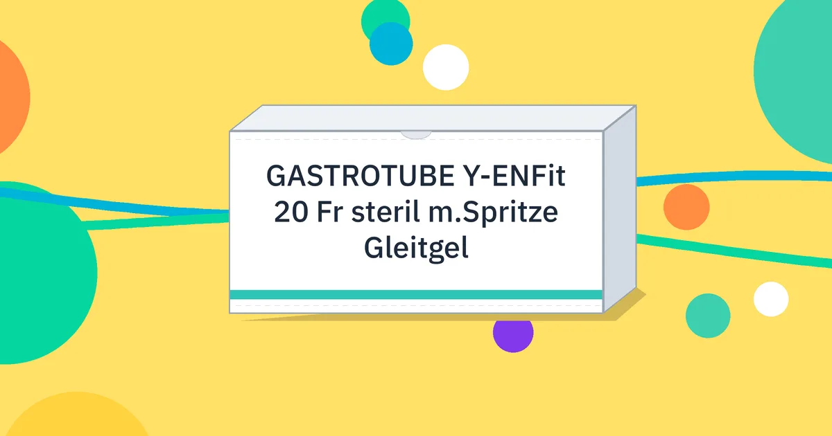 Symbolbild: Packung mit der Aufschrift GASTROTUBE Y-ENFit 20 Fr steril m.Spritze Gleitgel (PZN 16614709) – Verfügbarkeit und Bezug in Apotheken in Frankfurt am Main