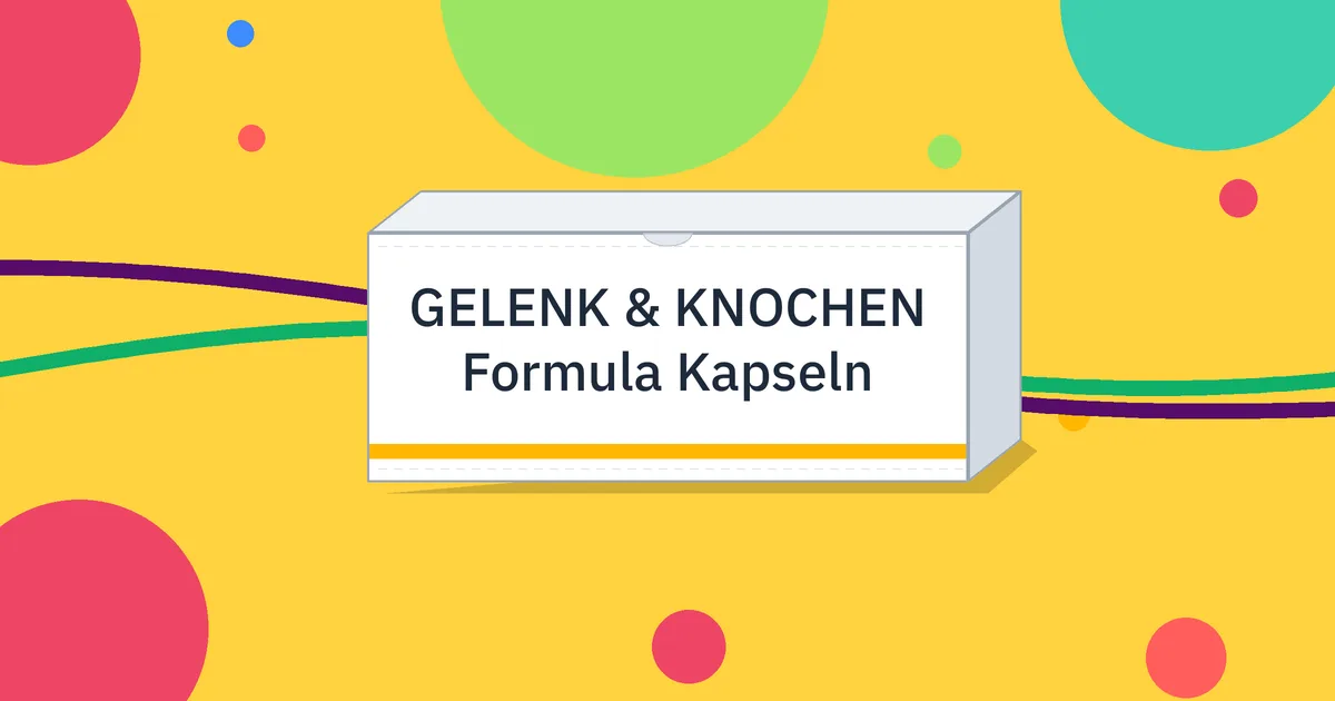 Symbolbild: Packung mit der Aufschrift GELENK & KNOCHEN Formula Kapseln (PZN 10996472) – Verfügbarkeit und Bezug in Apotheken in Frankfurt am Main