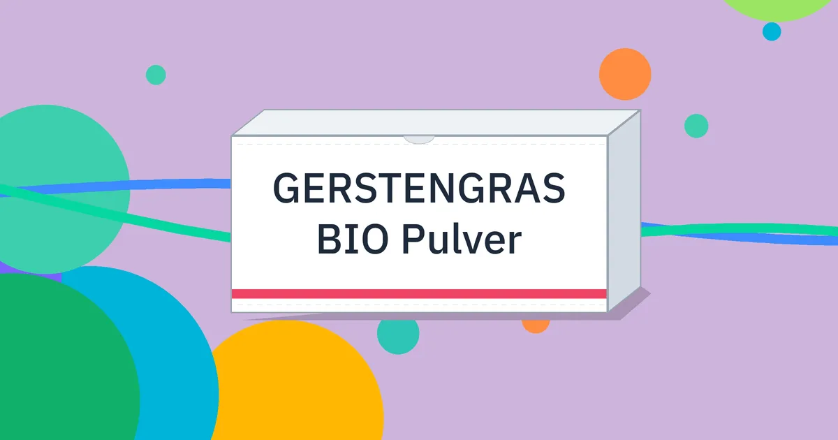 Symbolbild: Packung mit der Aufschrift GERSTENGRAS BIO Pulver (PZN 11013224) – Verfügbarkeit und Bezug in Apotheken in Frankfurt am Main