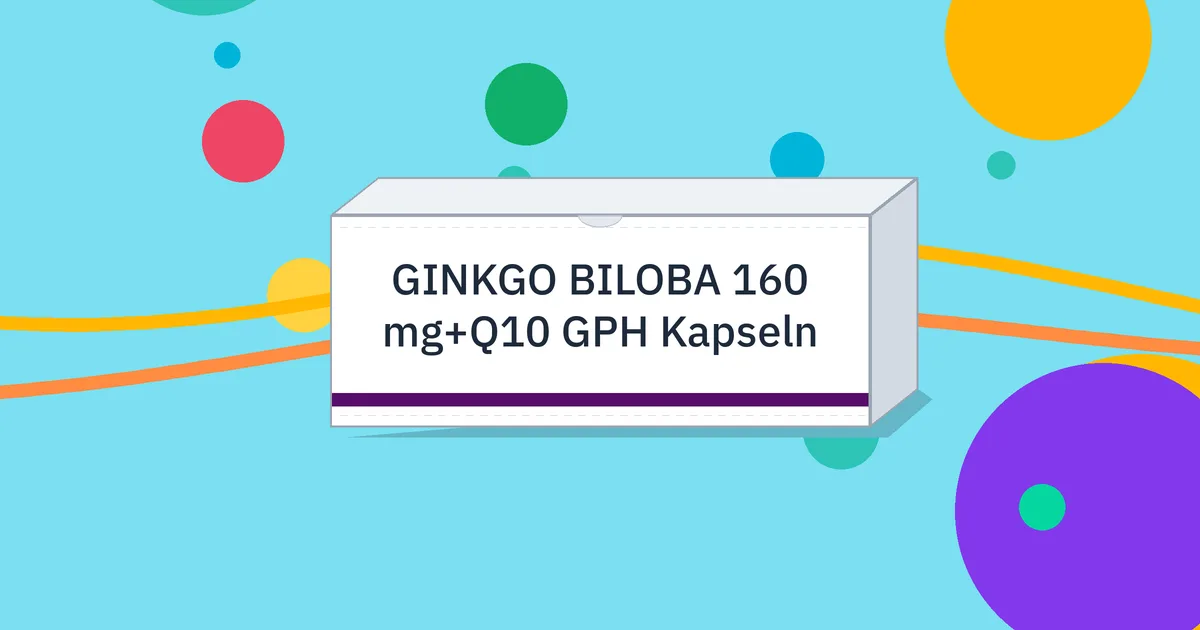 Symbolbild: Packung mit der Aufschrift GINKGO BILOBA 160 mg+Q10 GPH Kapseln (PZN 09179006) – Verfügbarkeit und Bezug in Apotheken in Frankfurt am Main