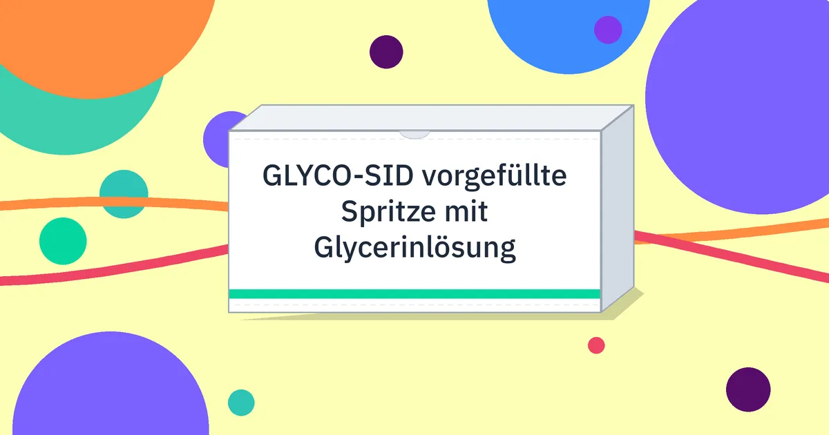Symbolbild: Packung mit der Aufschrift GLYCO-SID vorgefüllte Spritze mit Glycerinlösung (PZN 20836172) – Verfügbarkeit und Bezug in Apotheken in Frankfurt am Main