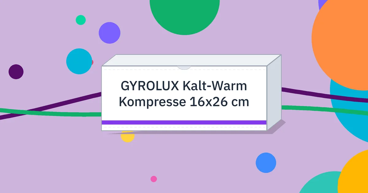 Symbolbild: Packung mit der Aufschrift GYROLUX Kalt-Warm Kompresse 16x26 cm (PZN 06899763) – Verfügbarkeit und Bezug in Apotheken in Frankfurt am Main