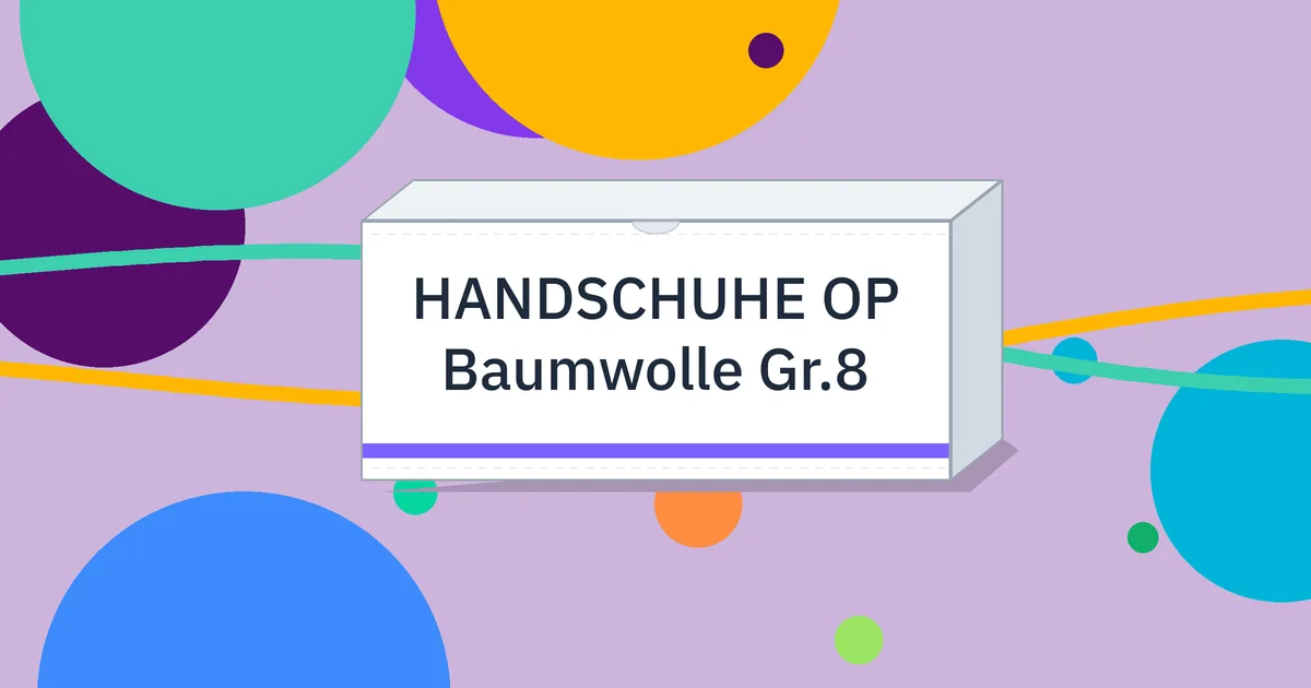 Symbolbild: Packung mit der Aufschrift HANDSCHUHE OP Baumwolle Gr.8 (PZN 03401231) – Verfügbarkeit und Bezug in Apotheken in Frankfurt am Main