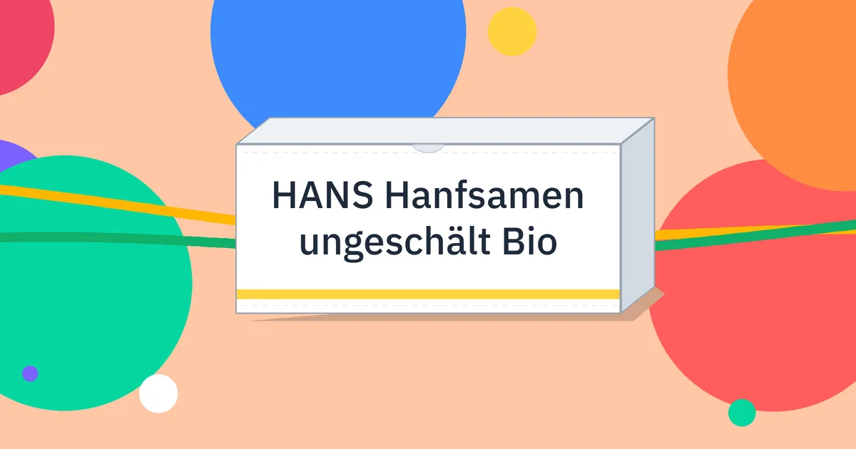 Symbolbild: Packung mit der Aufschrift HANS Hanfsamen ungeschält Bio (PZN 17421585) – Verfügbarkeit und Bezug in Apotheken in Frankfurt am Main