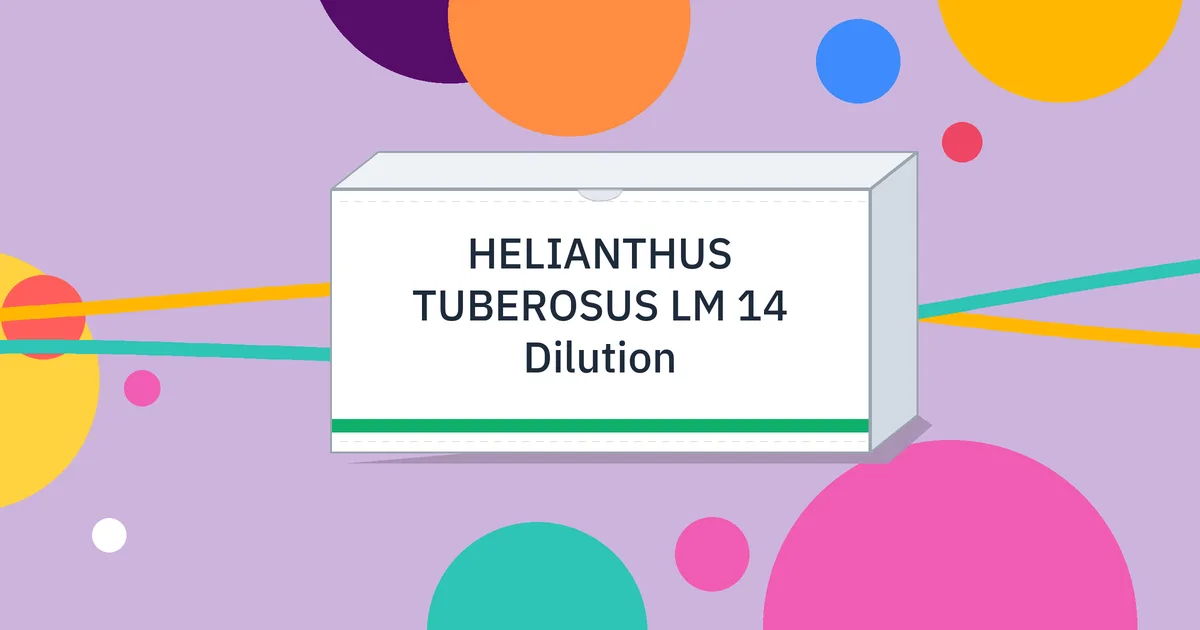 Symbolbild: Packung mit der Aufschrift HELIANTHUS TUBEROSUS LM 14 Dilution (PZN 13551664) – Verfügbarkeit und Bezug in Apotheken in Frankfurt am Main