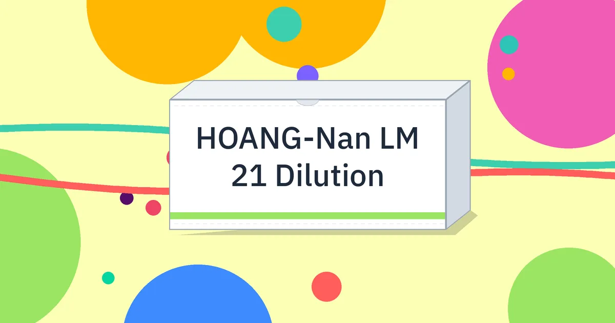 Symbolbild: Packung mit der Aufschrift HOANG-Nan LM 21 Dilution (PZN 12889384) – Verfügbarkeit und Bezug in Apotheken in Frankfurt am Main