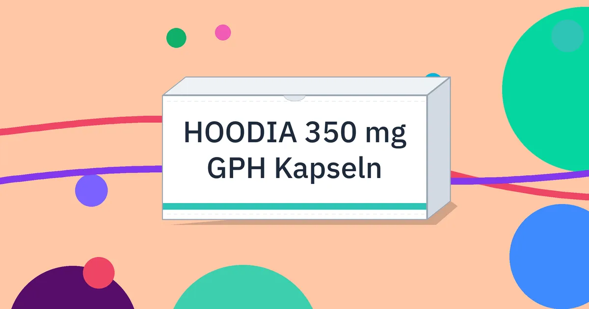 Symbolbild: Packung mit der Aufschrift HOODIA 350 mg GPH Kapseln (PZN 10259207) – Verfügbarkeit und Bezug in Apotheken in Frankfurt am Main