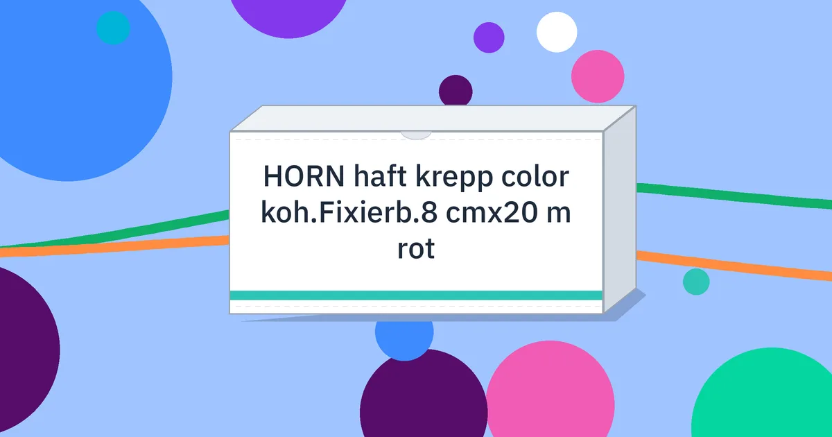 Symbolbild: Packung mit der Aufschrift HORN haft krepp color koh.Fixierb.8 cmx20 m rot (PZN 03784232) – Verfügbarkeit und Bezug in Apotheken in Frankfurt am Main