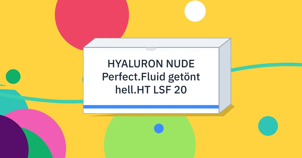 Symbolbild: Packung mit der Aufschrift HYALURON NUDE Perfect.Fluid getönt hell.HT LSF 20 (PZN 14406504) – Verfügbarkeit und Bezug in Apotheken in Frankfurt am Main