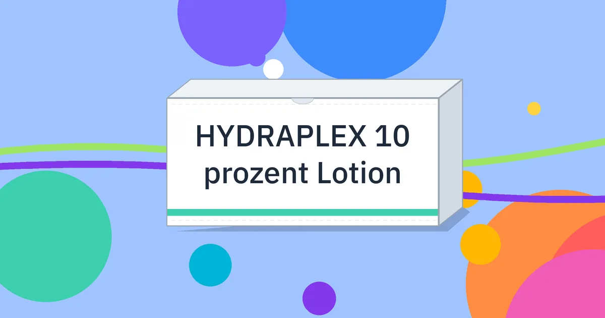 Symbolbild: Packung mit der Aufschrift HYDRAPLEX 10 prozent Lotion (PZN 03753272) – Verfügbarkeit und Bezug in Apotheken in Frankfurt am Main