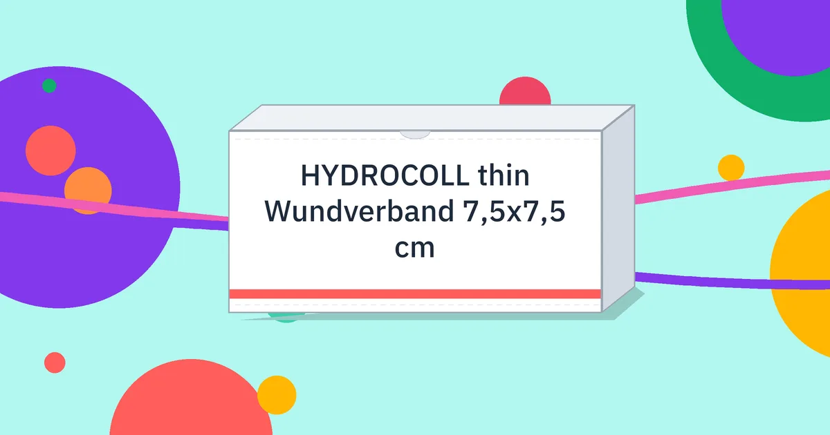 Symbolbild: Packung mit der Aufschrift HYDROCOLL thin Wundverband 7,5x7,5 cm (PZN 18716006) – Verfügbarkeit und Bezug in Apotheken in Frankfurt am Main