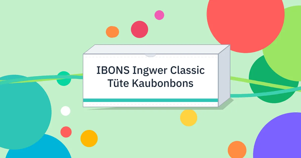 Symbolbild: Packung mit der Aufschrift IBONS Ingwer Classic Tüte Kaubonbons (PZN 16884573) – Verfügbarkeit und Bezug in Apotheken in Frankfurt am Main