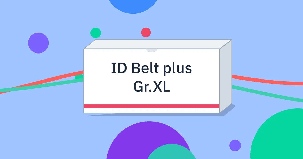 Symbolbild: Packung mit der Aufschrift ID Belt plus Gr.XL (PZN 16654123) – Verfügbarkeit und Bezug in Apotheken in Frankfurt am Main