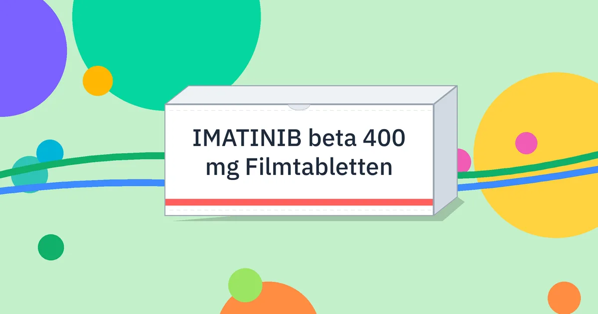 Symbolbild: Packung mit der Aufschrift IMATINIB beta 400 mg Filmtabletten (PZN 00233974) – Verfügbarkeit und Bezug in Apotheken in Frankfurt am Main
