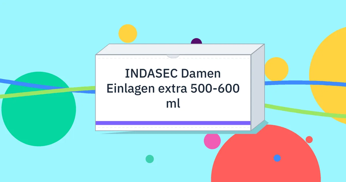 Symbolbild: Packung mit der Aufschrift INDASEC Damen Einlagen extra 500-600 ml (PZN 09922273) – Verfügbarkeit und Bezug in Apotheken in Frankfurt am Main